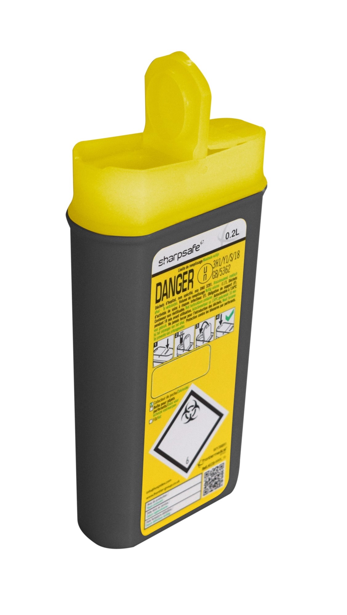SHA-51733610 • Sharpsafe® 5th Gen. Sharps Container, 0.2L, 79×39×146mm ...